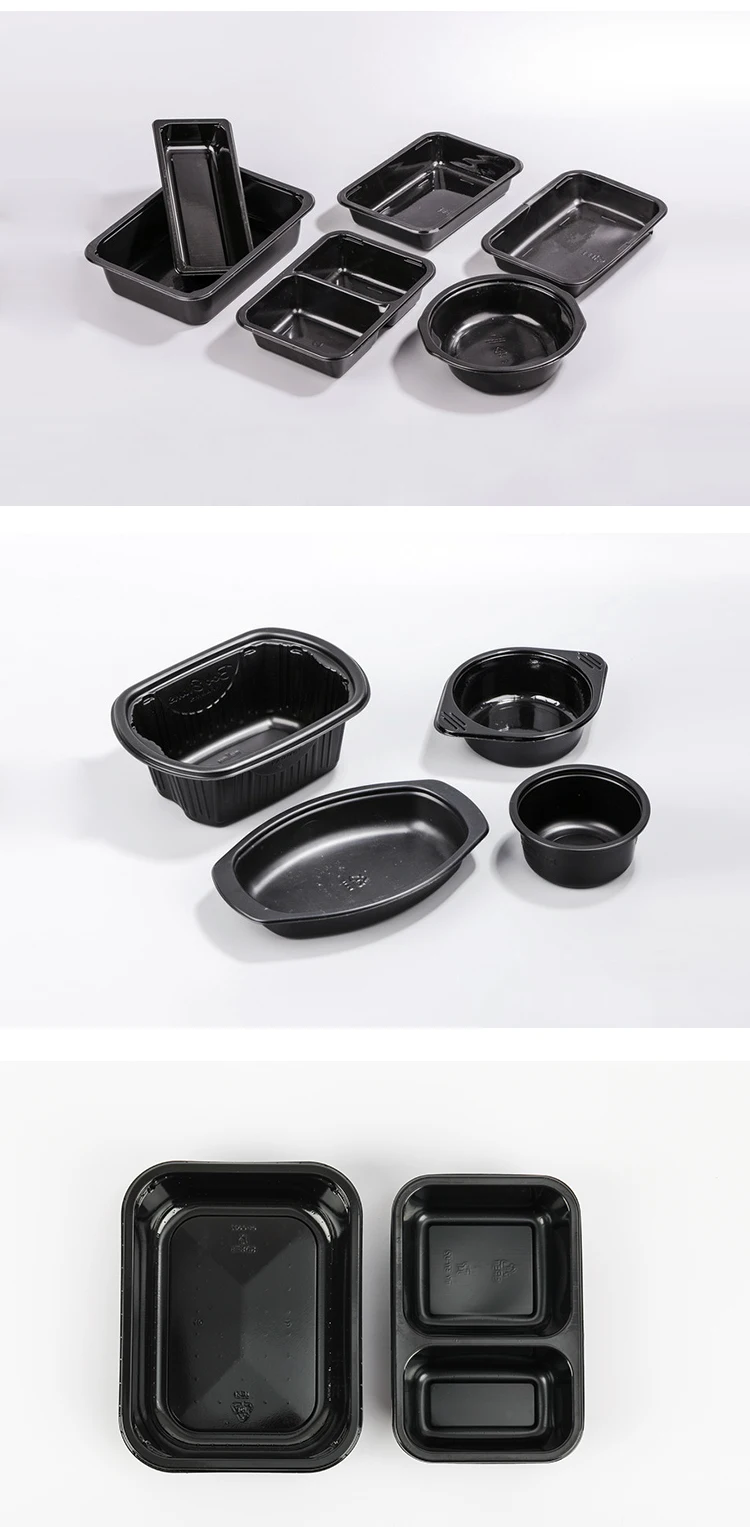 Ovenable Black/white Disposable CPET Plastic Food Packaging Containers ...