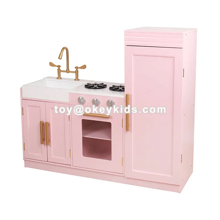 New Released Pretend Wooden Pink Kitchen Play Set for Children W10C479