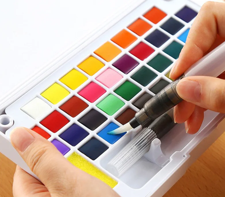 Watercolor paint travel set half pan refills 12 pcs solid pigment ...
