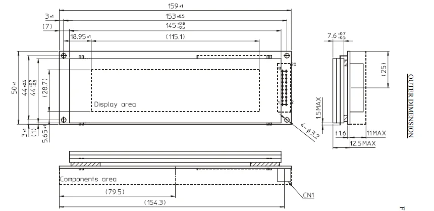 FUTABA VFD 256x64 DOTS - High-Resolution Graphic Display