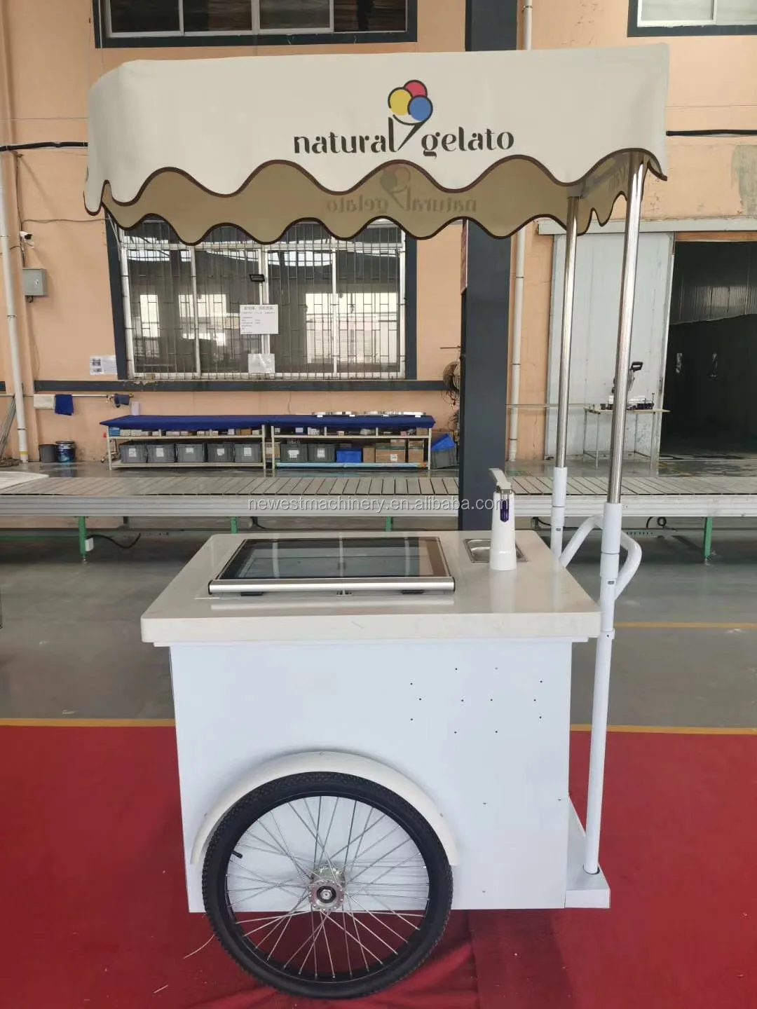Hand Push Gelato Showcase Cart Freezer - Ice Cream Vending Carts