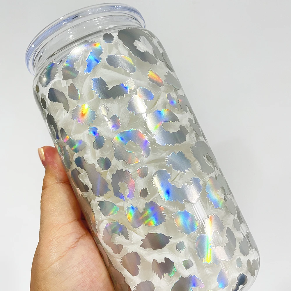 Recyclable Iridescent Vinyl Wrap Decal Holographic Leopard 16oz Clear ...