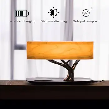 Modern Room Decoration Wireless Charger Wooden Tree Desk Lamp Light ...