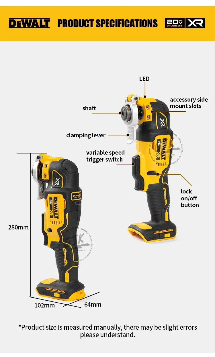 DEWALT DCS355 Brushless Cordless Oscillating Multi Tool 18V Power Tools Trimming Grinding ...