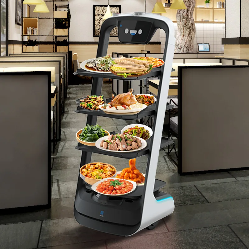 Intelligent Food Delivery Robot To Serve The Dishes Server Food Shop ...