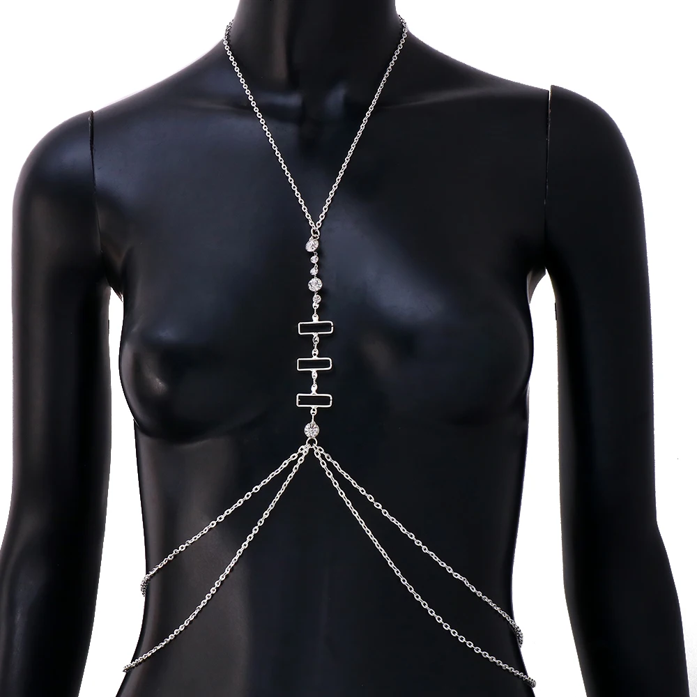 Sexy Geometric Metal Bra Chain Body Jewelry Shiny Summer Bikini