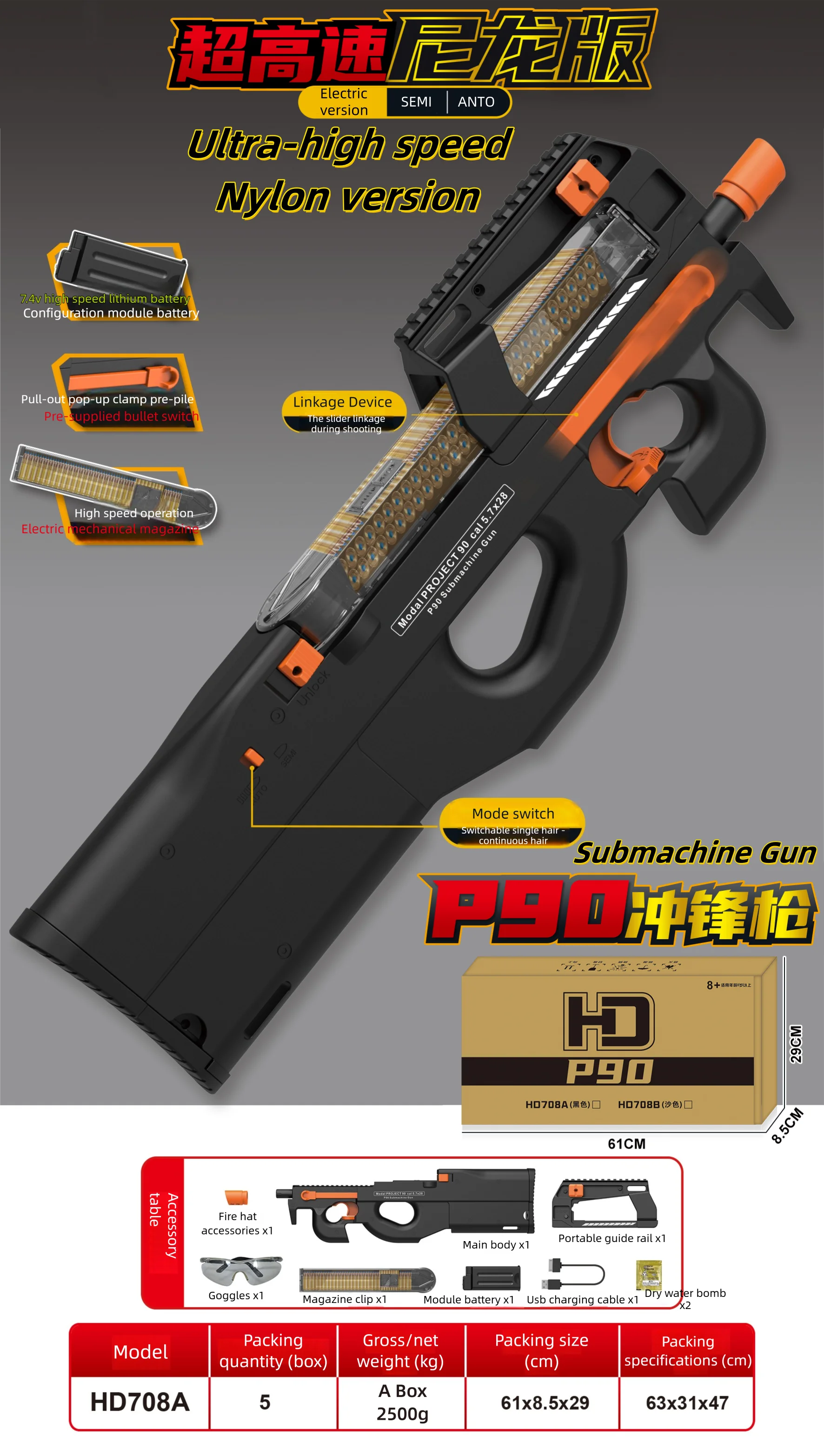 P90 Tactical for Toy Gun - Continuous Firing Nylon Gel Bullets