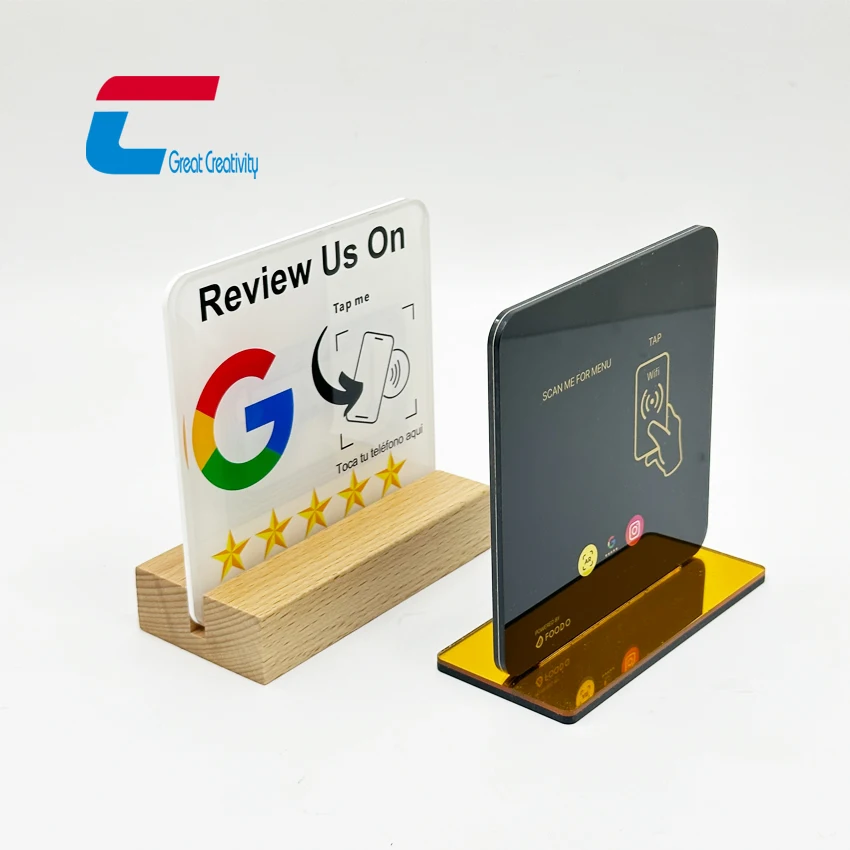 Acrylic Google Review NFC Stand Display Business Smart NFC Table Stand ...