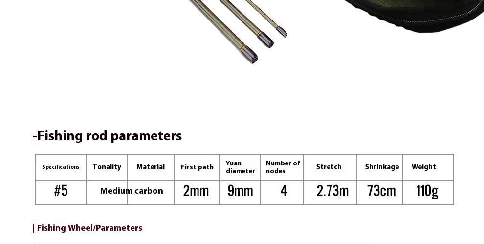 2.7m High Carbon 4-Section Fast Action Flying Travel Fishing Rod Wood ...