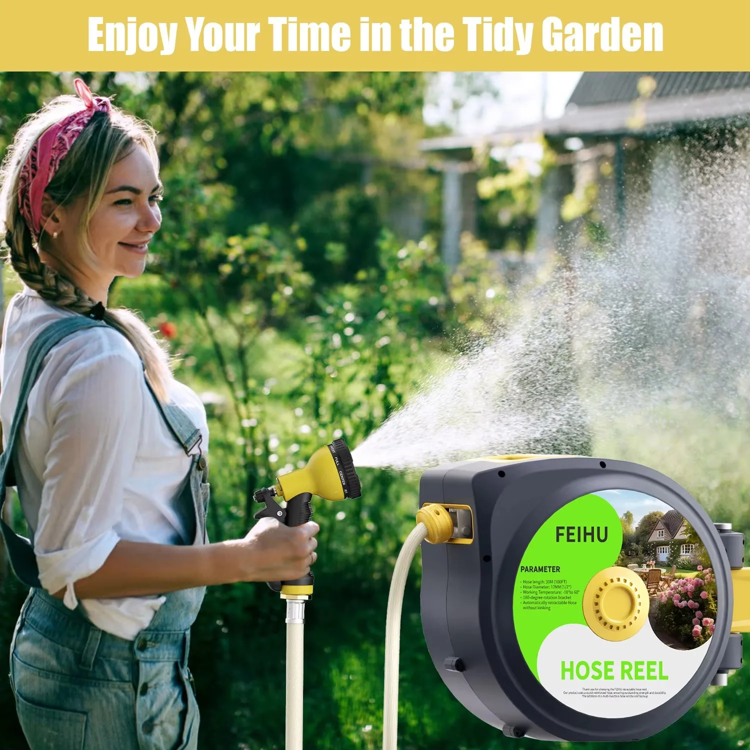 Irrigation Garden OEM / ODM Wall Mount Garden Hose Reels 130FT Retractable Garden Hose Reel with ...