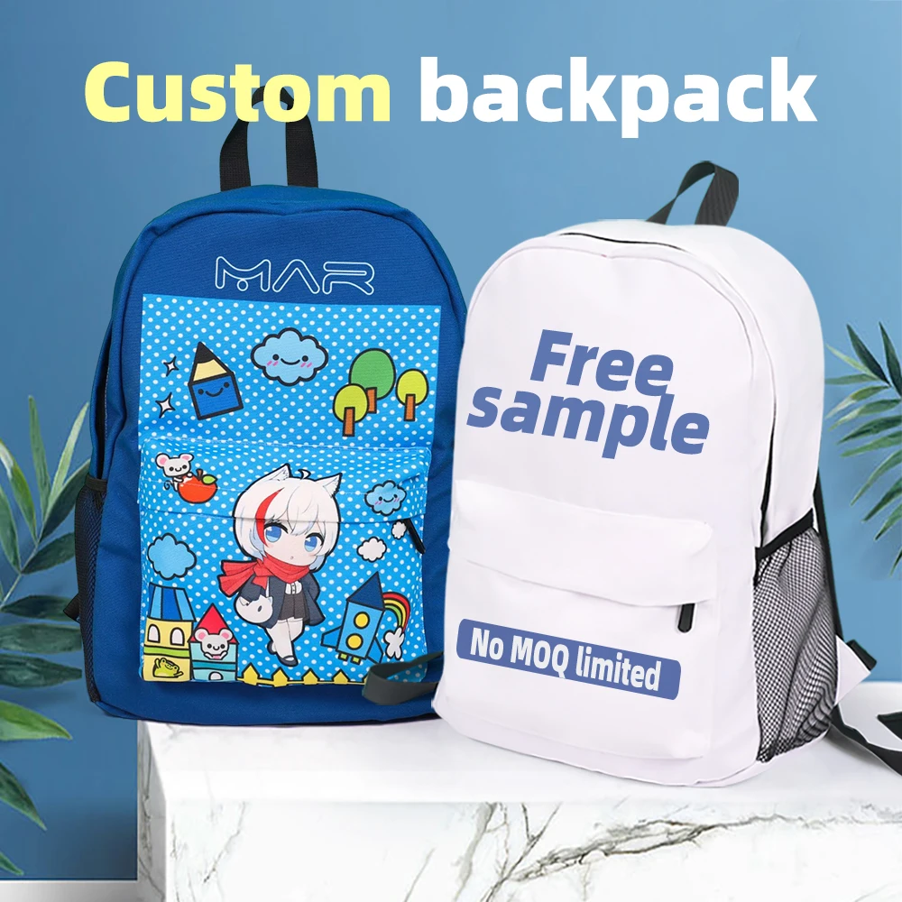 NO MOQ Custom Sublimation Full Color Print Anime Backpack Cute School ...