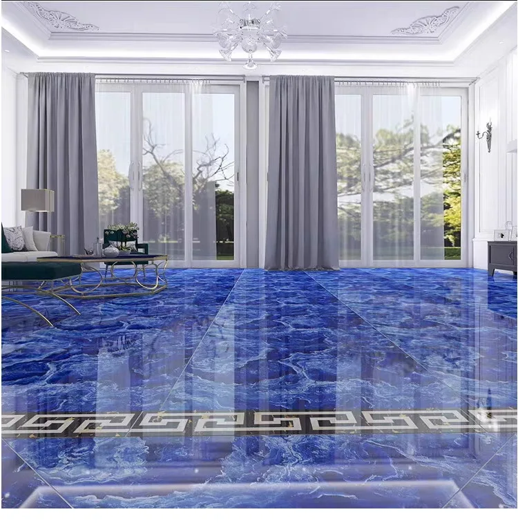 Blue Luxury Polished Slab Tiles 800x800 Non-Slip Living Room Hotel KTV ...