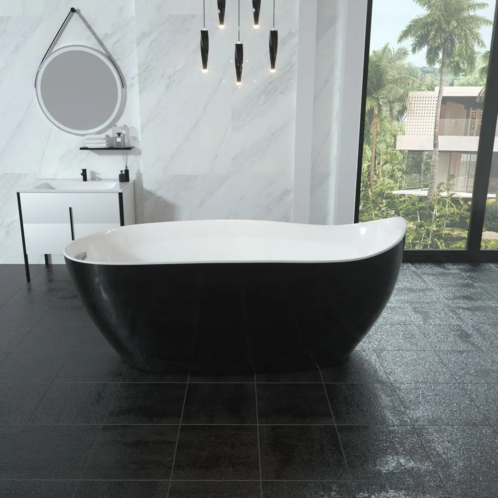 69 Inch Acrylic Large Freestanding Bath Tub Black Freestanding Bathtub ...
