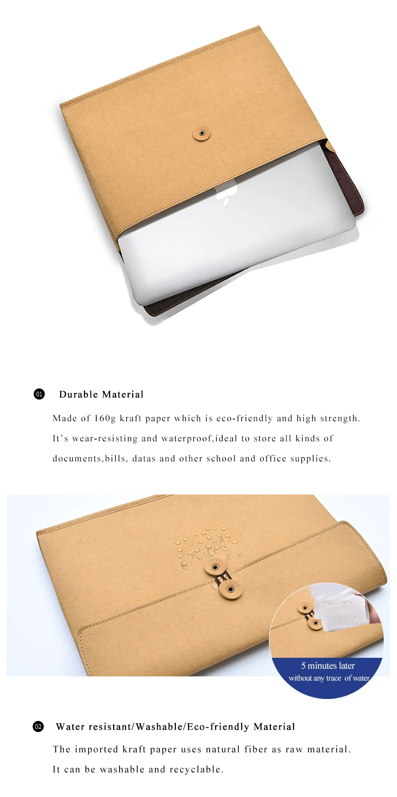 A4 Letter Size Kraft Paper Envelope File Folders Project Organizer ...