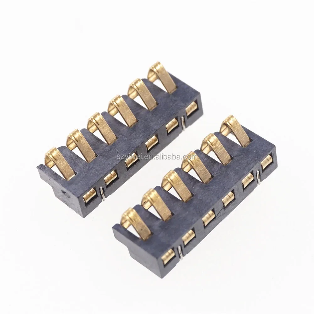 Spring Compression Contact 2.5 Mm Pitch 6 Pin Battery Connectors