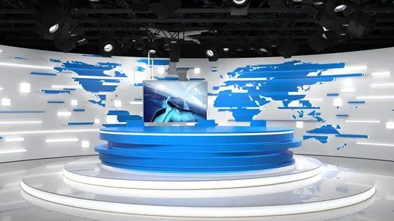 Modern Design Curved LED News Anchor Desk TV News Table Workstation for ...
