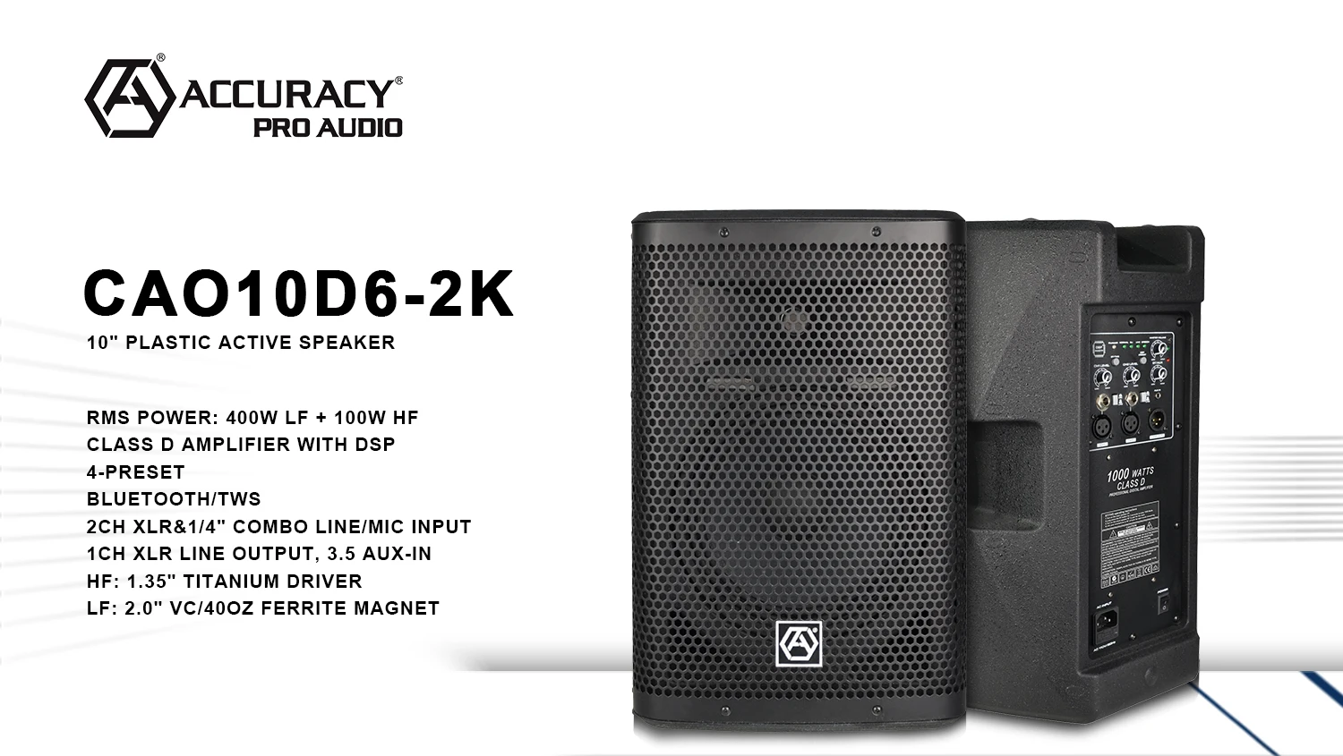 Accuracy Pro Audio Cao10d6-2k Professional 500w 10" Inch Powerful ...