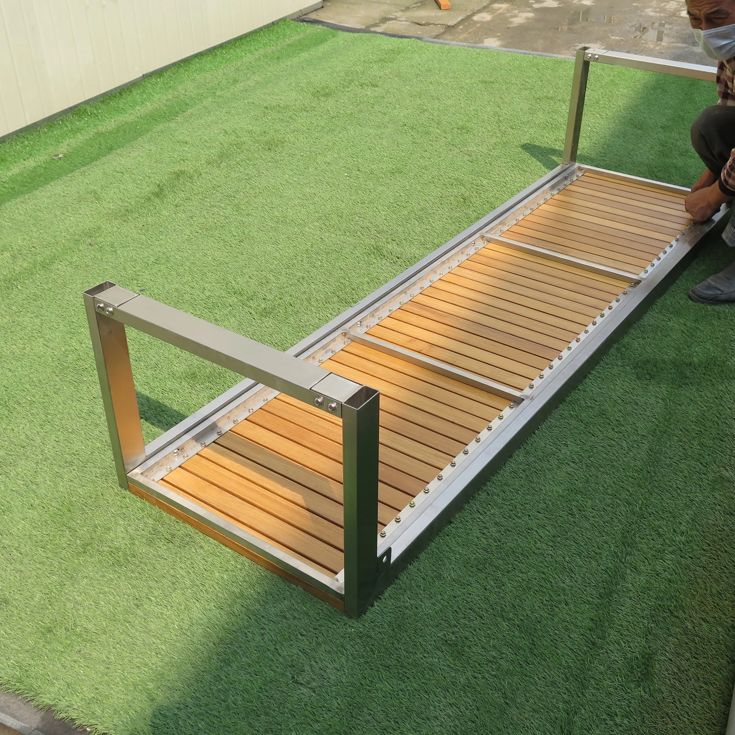 Stainless Steel Wood Backless BENCHES - Durable & Stylish