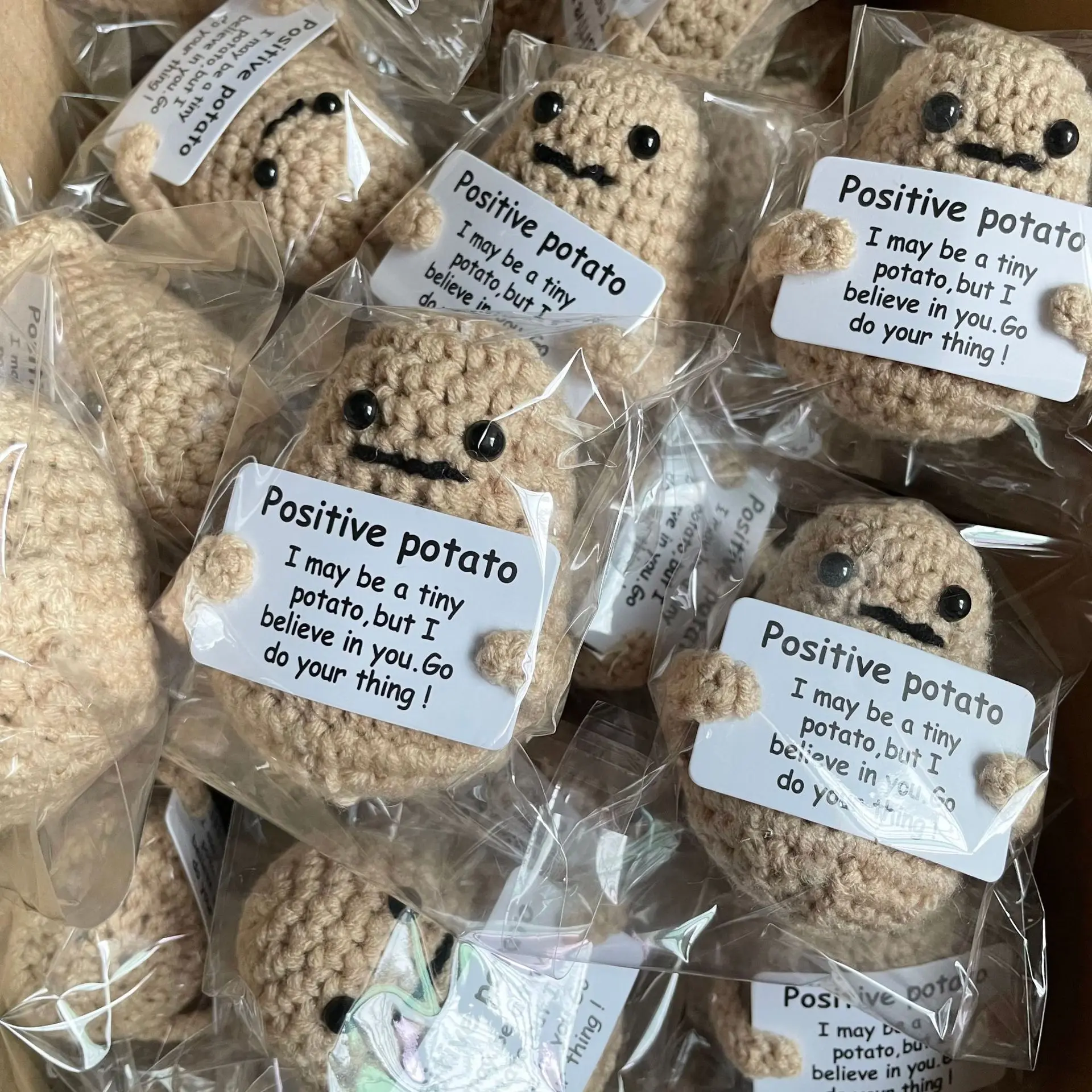 Funny Positive Potato Cute Wool Knitting Doll with Positive Card ...