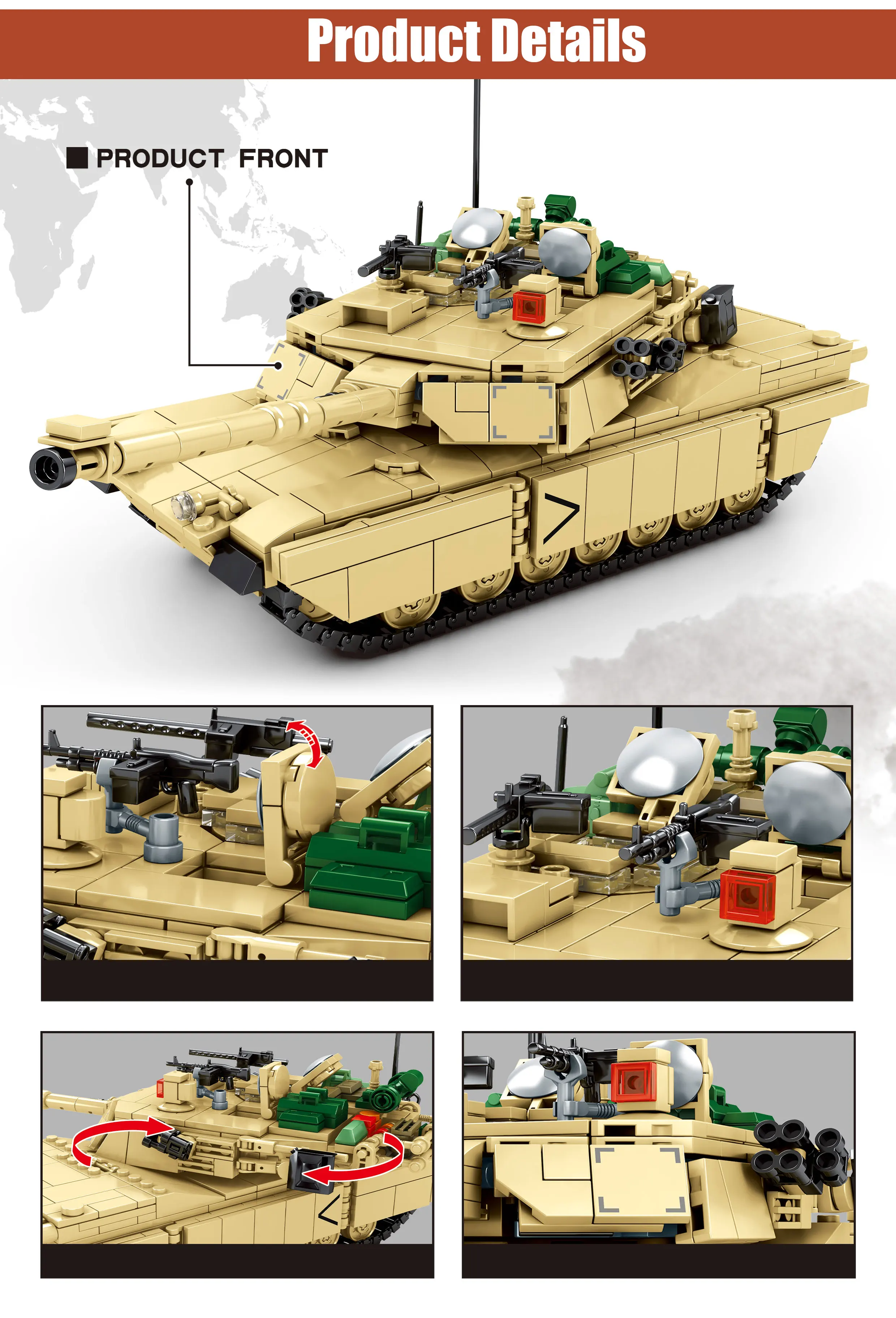 Sembo Block M1a2 Abrams Main Battle Tank Survival Warfare Model ...