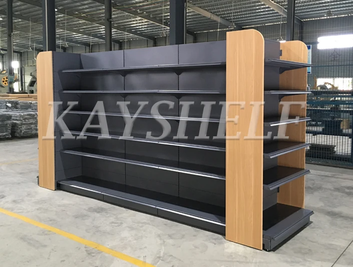 Metallic Double Sided Shelves for Retail Store Display