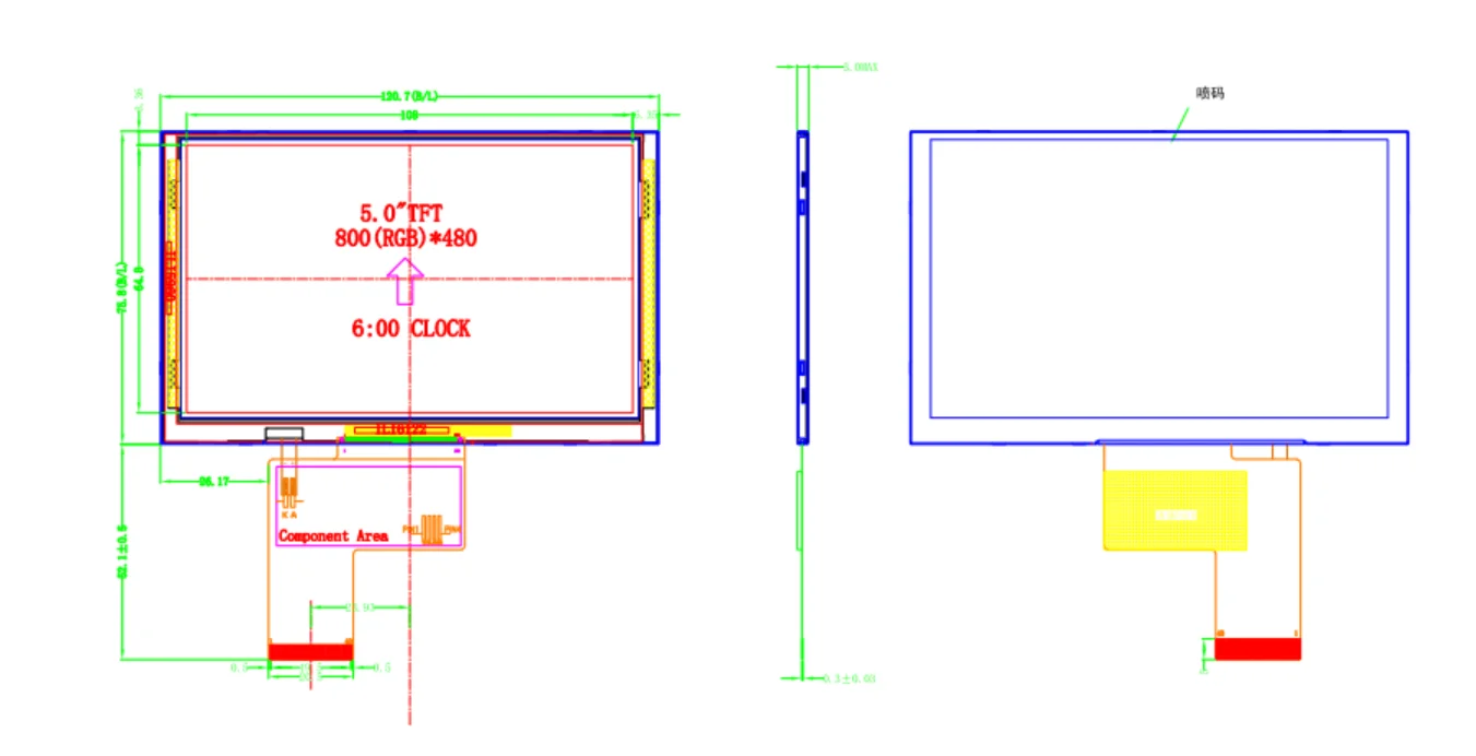 800x480 5 Inch Tft Lcd Module Display For Camera - Buy 5 Inch Tft ...