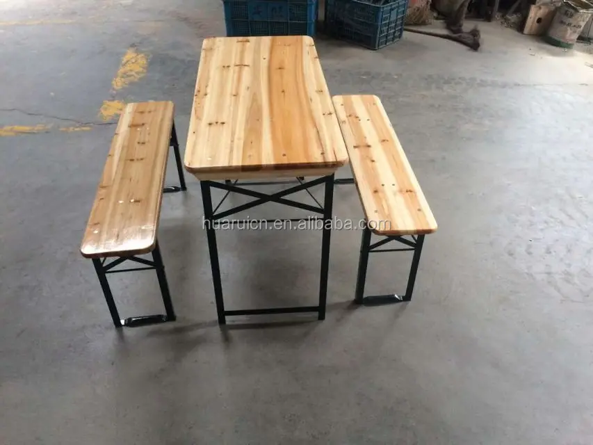 New Design Wooden Folding Beer Table Set and Benches