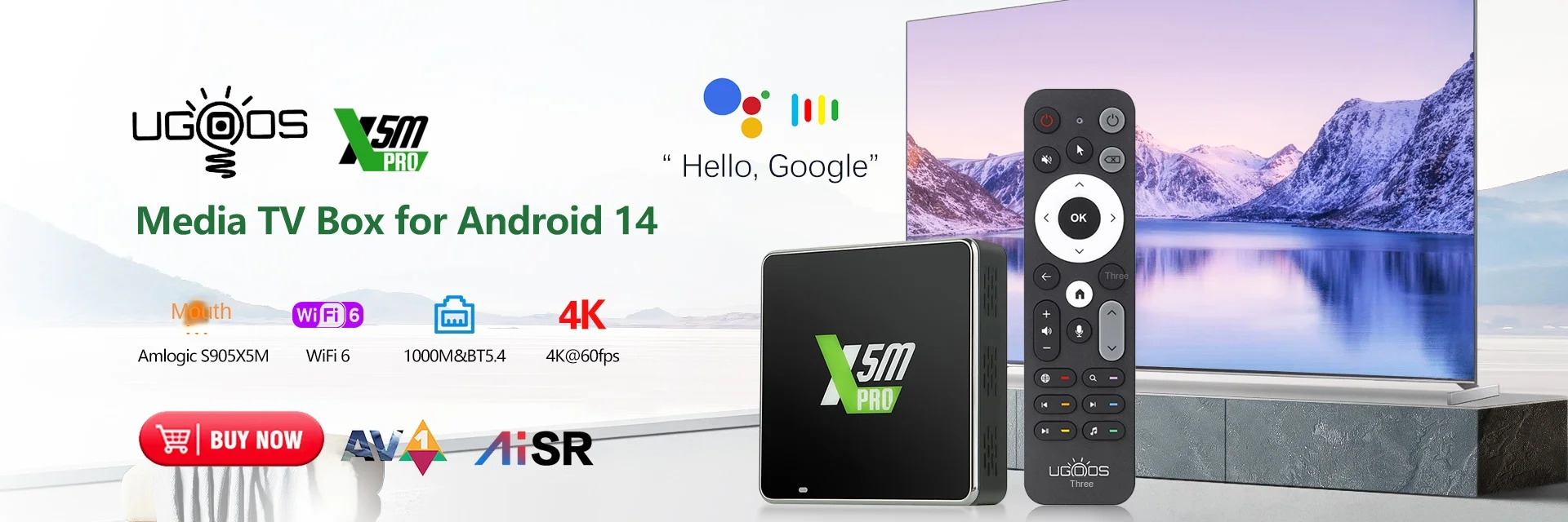 UGOOS SK4 - Smart Android 14 TV Box with 4GB RAM & 64GB Storage