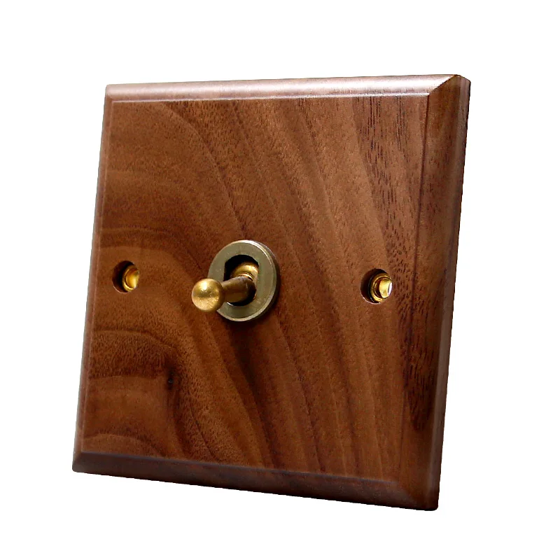 1gang Real Wood Copper Toggle Wall Switch 86*86mm Vintage Classic New ...