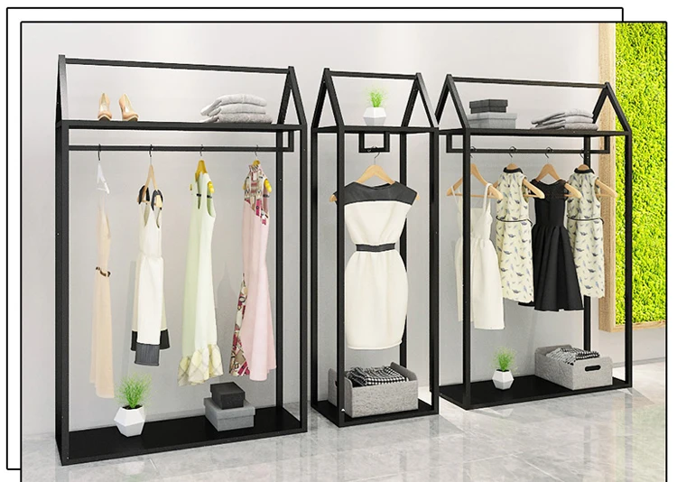 Custom Black Boutique Clothing Store Display Stand Decoration Metal ...