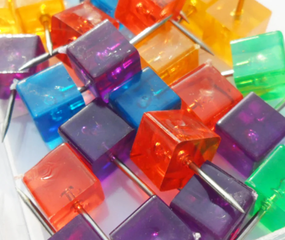 The Square Shape Map Push Pins,Cube Push Pins With 30pcs Per Plastic ...