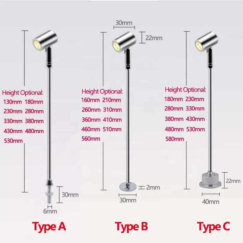 Jewellery Glass Display Showcase Led Stand Lights 3w Jewelry Lamp Mini ...
