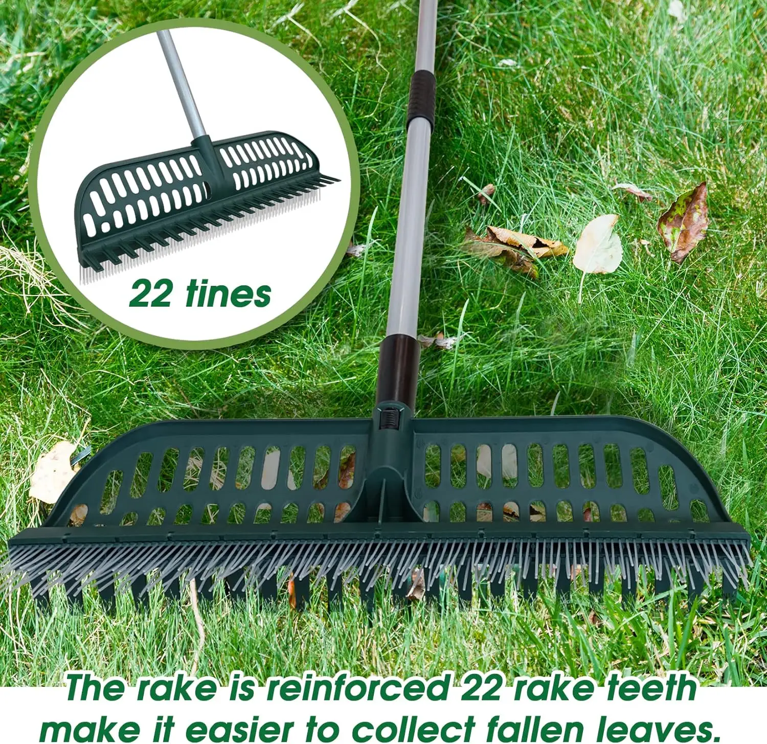 2 in 1 Plastic Grass Rake Yard Turf Lawn Brush Telescopic Handle ...