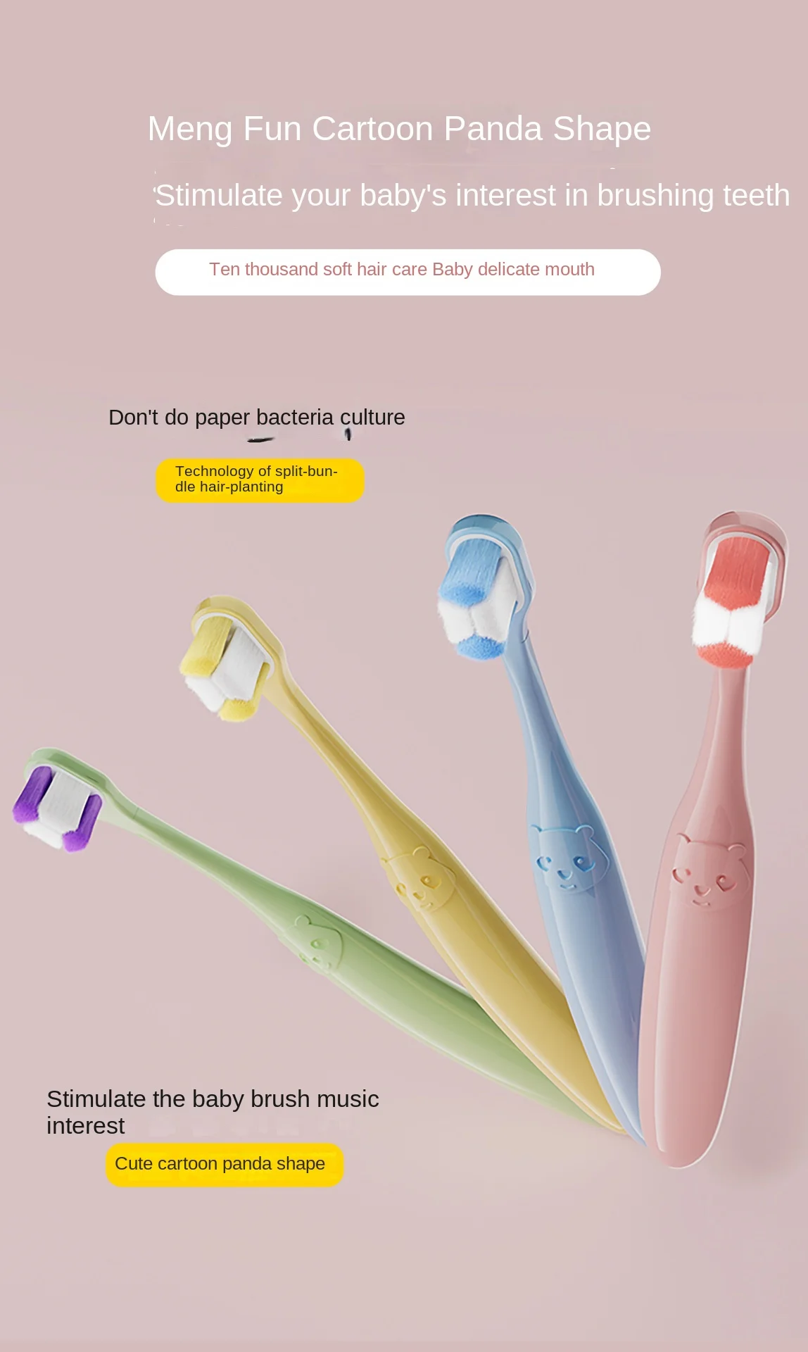 WISDOM C570 Cartoon Handle Soft Bristle Baby Teething Toothbrush for ...