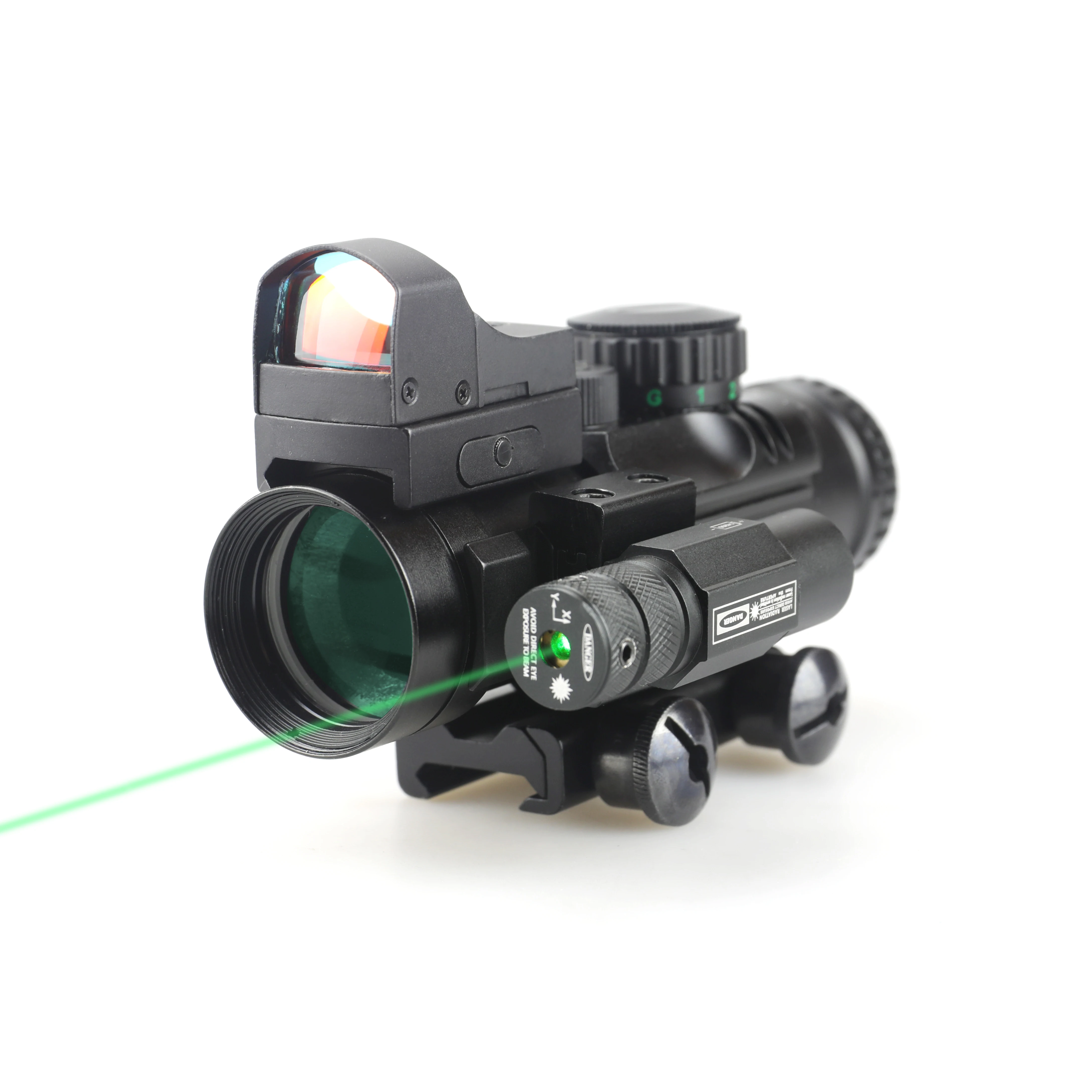 Optical Prism Scopes 4x32 with HD107 Red Dot & JG5 Laser