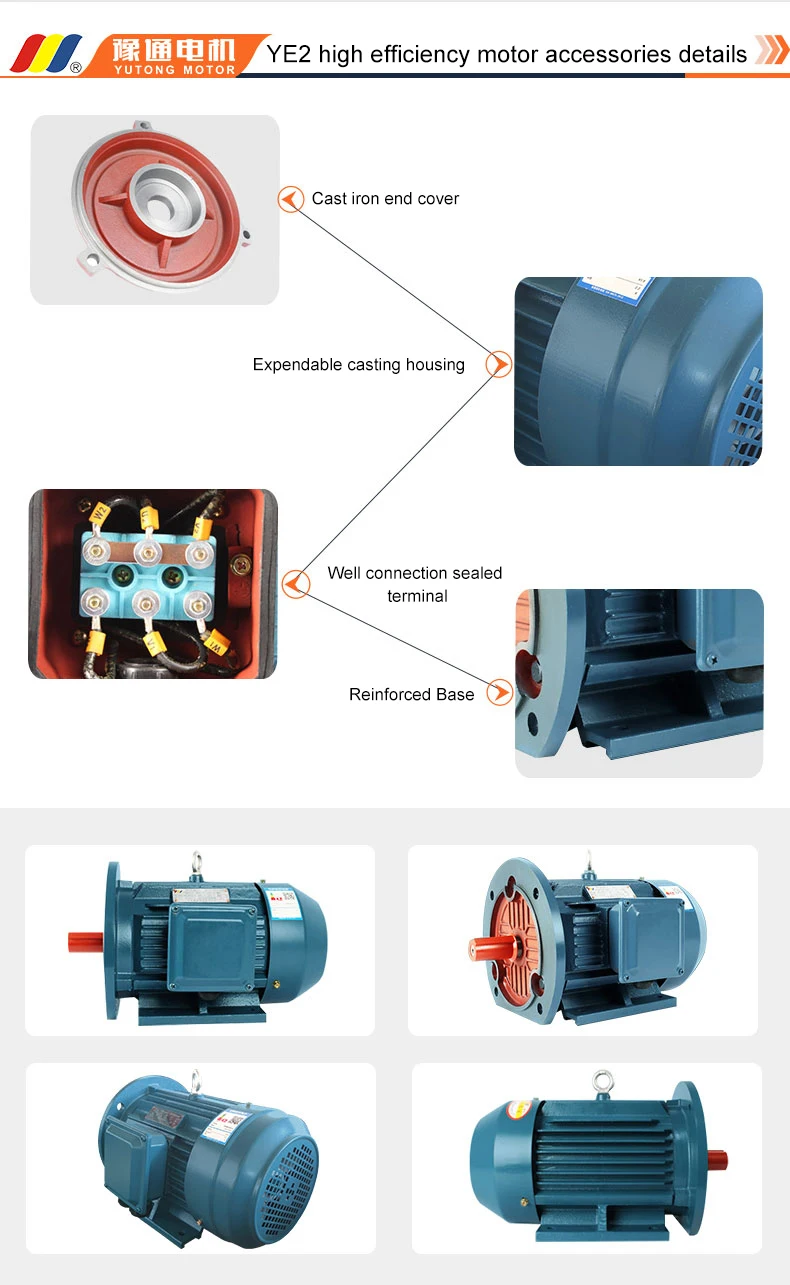 Yutong Ye2 Electric Motor 2.2kw 3000rpm China Supplier Quality Design Three Phase Ac Best Motor ...