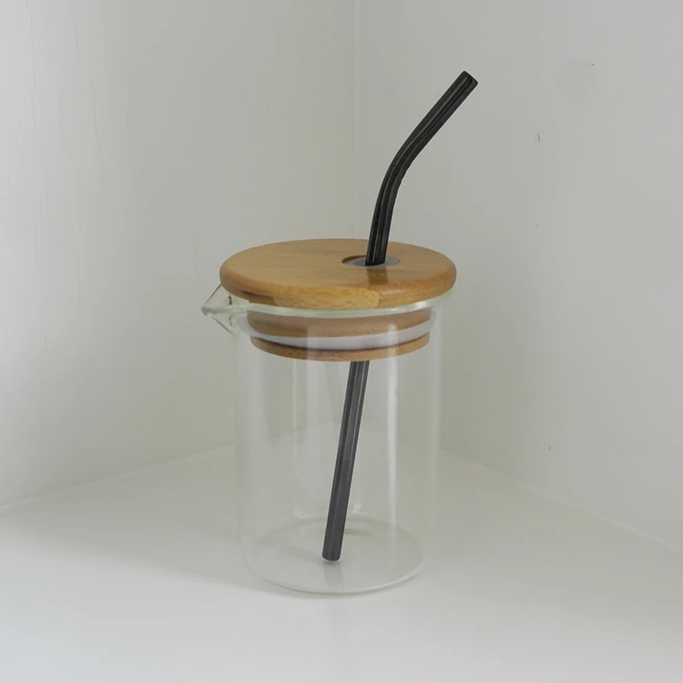 Laboratory Glass Beaker With Bamboo Lids And Stainless Steel Straws Set Buy Beakersglass