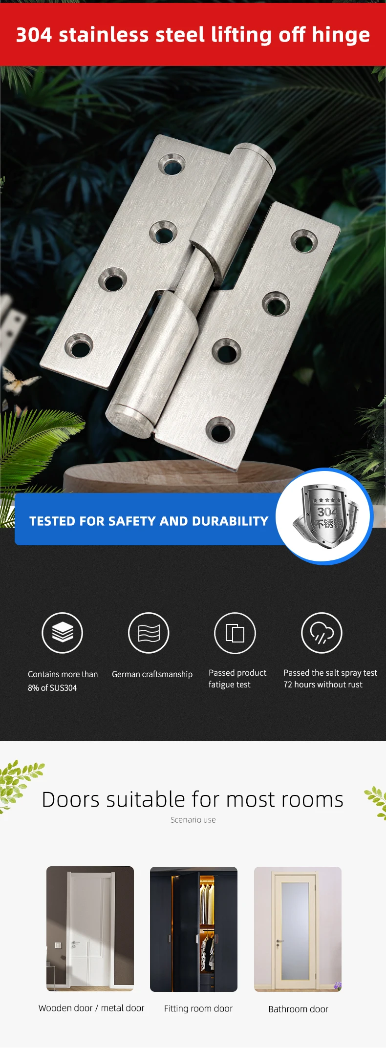 SS304 Self Rising Flush Door Hinge - Modern & Durable