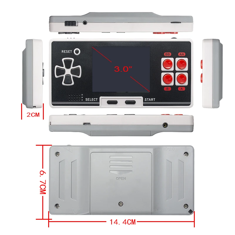 8 Bit Handheld Game System With 200 Free Games 2.8 Inch Screen Retro ...