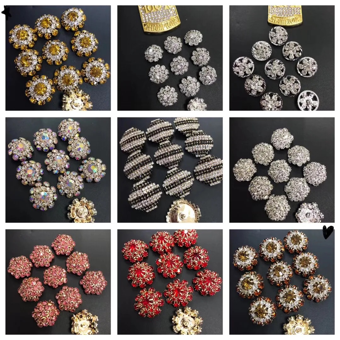 Custom Rhinestone Button For Dresses Fancy Metal Sewing Crystal Button ...