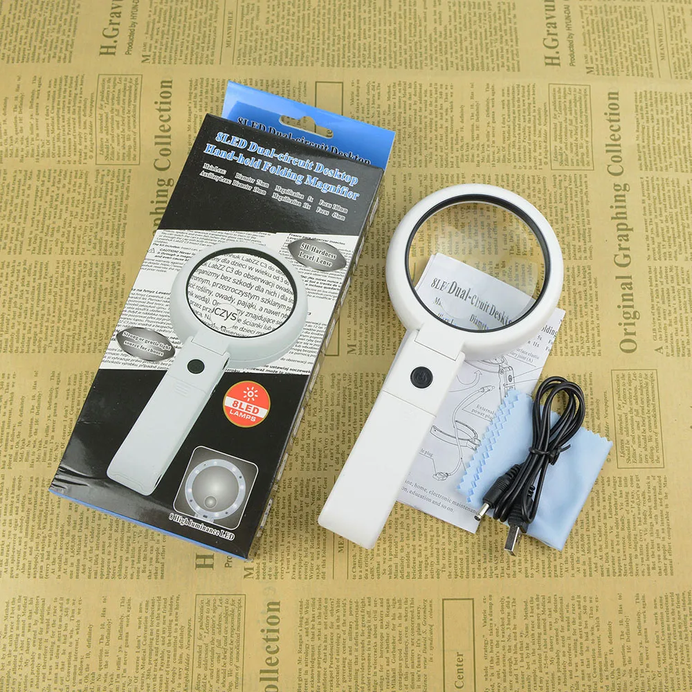NO.FS75RC LED Magnifier - Dual Use 5X 8X Magnifying Glass