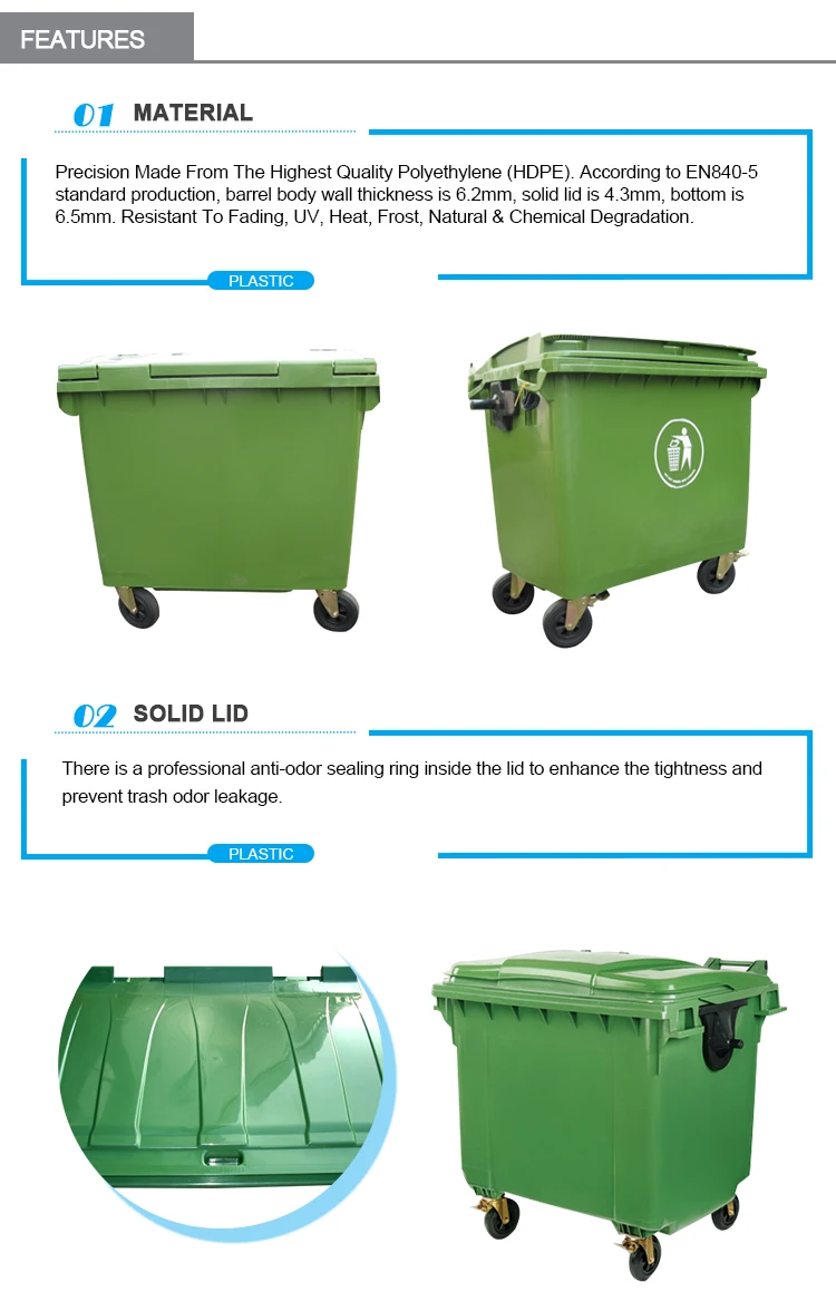 Green 660 Litre Large Wheelie Bin - Durable & Sustainable