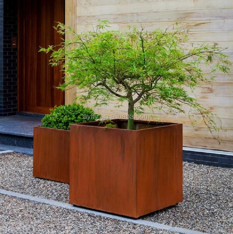 Large Square Corten Steel Planters Weathered Tree Planter - Buy Corten ...