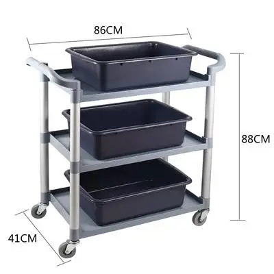 Plastic Restaurant Service Trolley 3 Tiers Service Trolley For ...