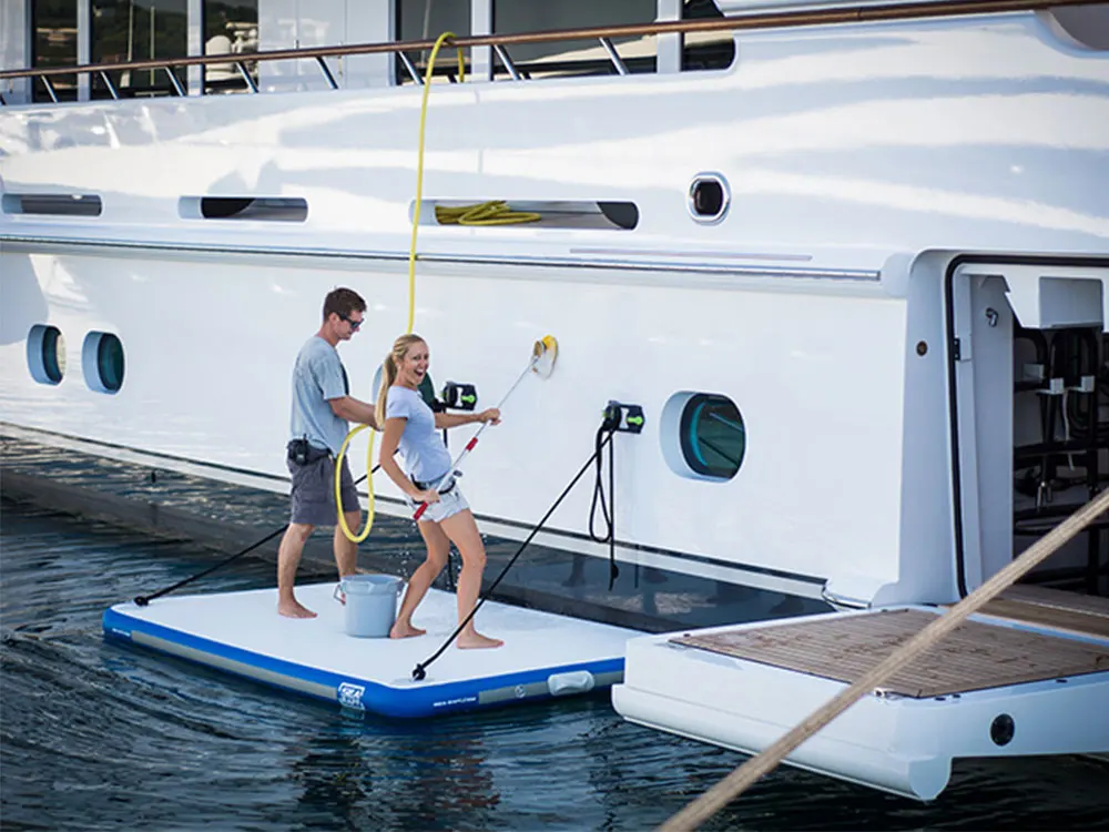 Drop Stitch Sunbathing Teak Foam Deck Pad - Inflatable Water Mat