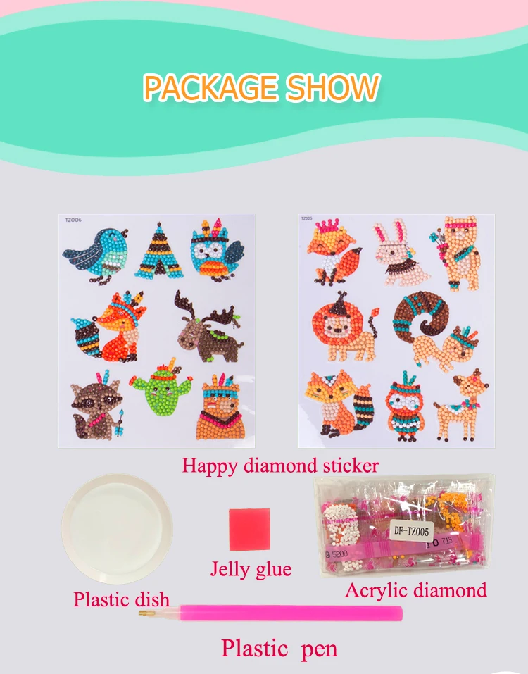 New Children's Diamond Painting Cute Cartoon Animals Puzzle Sticker 5d ...