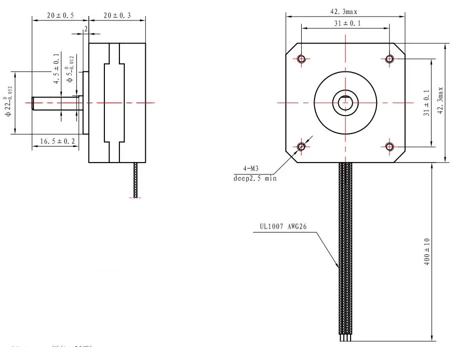 17HS08-1004S Stepper Motor - Flat, High Performance for 3D Printers