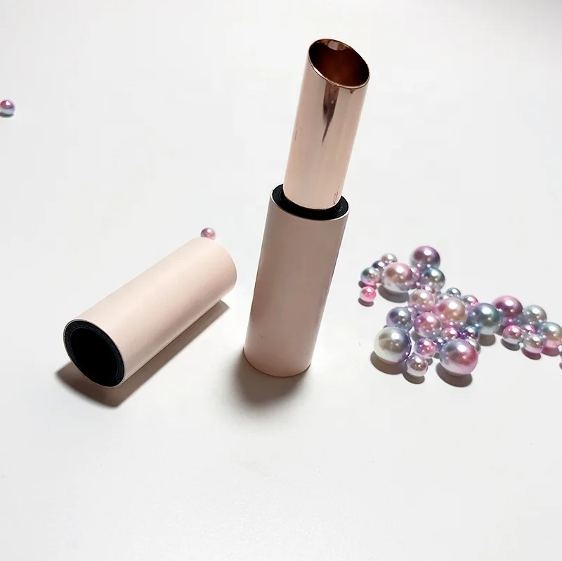 Pink Magnetic Top Round Lipstick Tube Slanted Mouth Professional ...