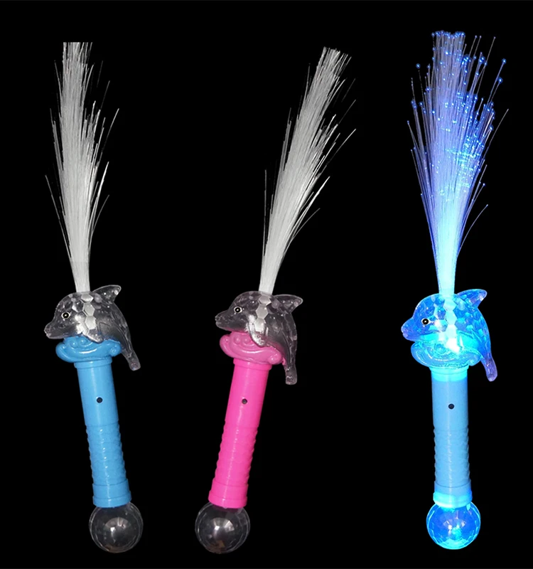 Fiber Optic Toy Wand - LED Dolphins Prism Ball Light Up