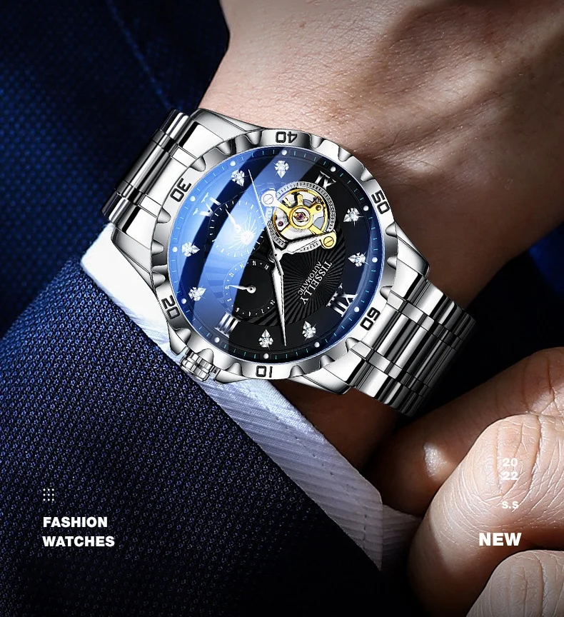 Luminous Moon Phase Dial 316l Stainless Steel Automatic Wristwatches ...